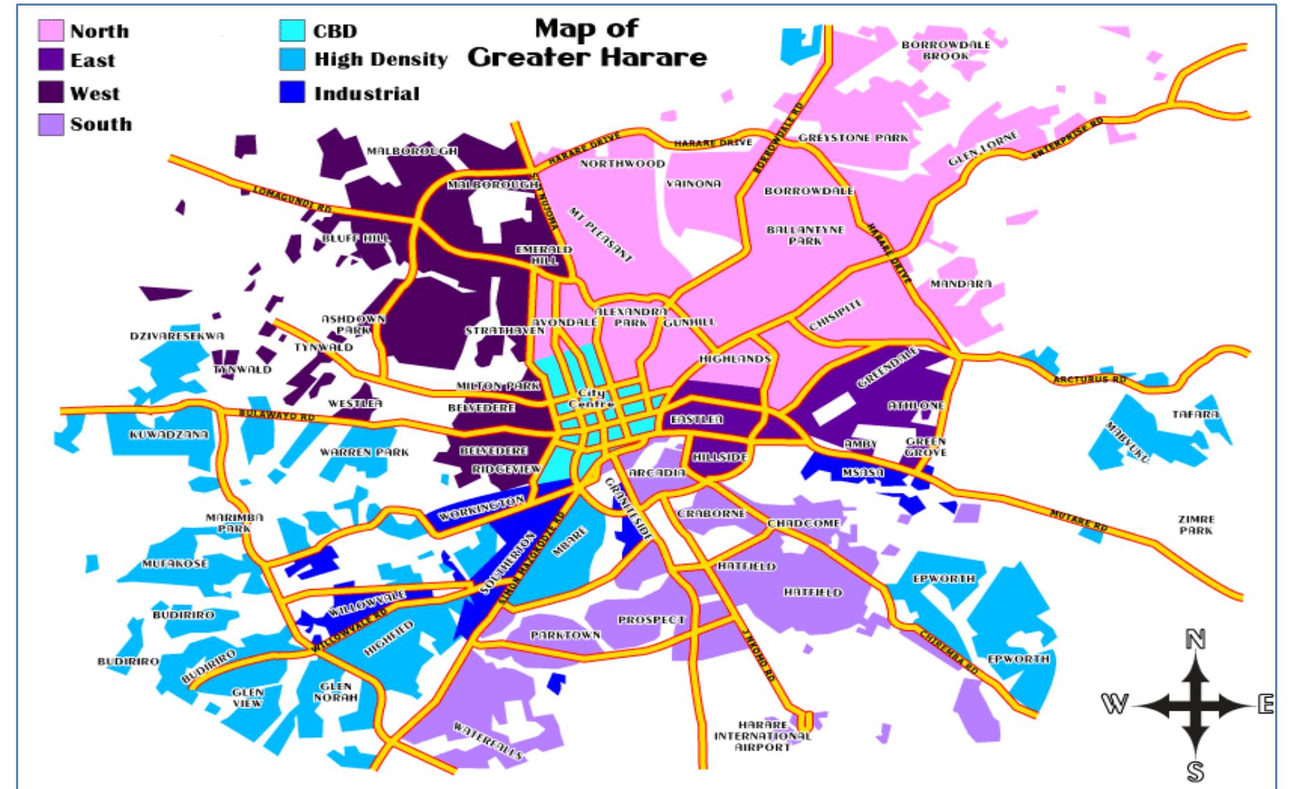 Map of greater harare showing the study sites -_—- ni