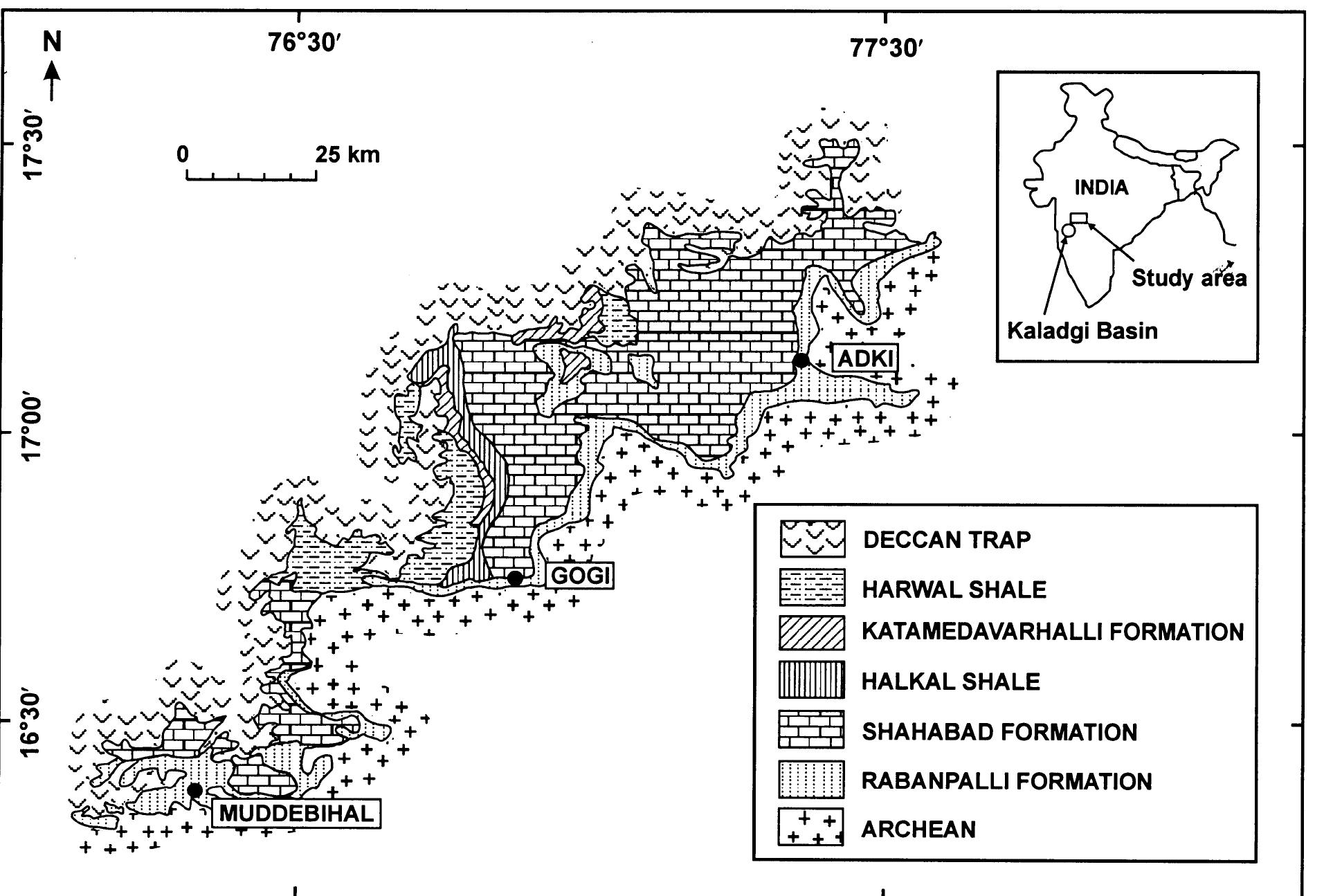 Geological map of the bhima basin showing the study area.