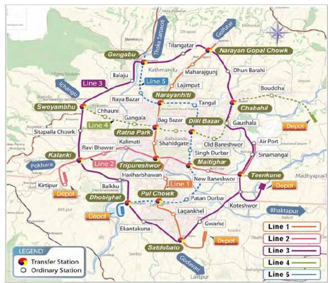 2.1. map of kathmandu metro-rail