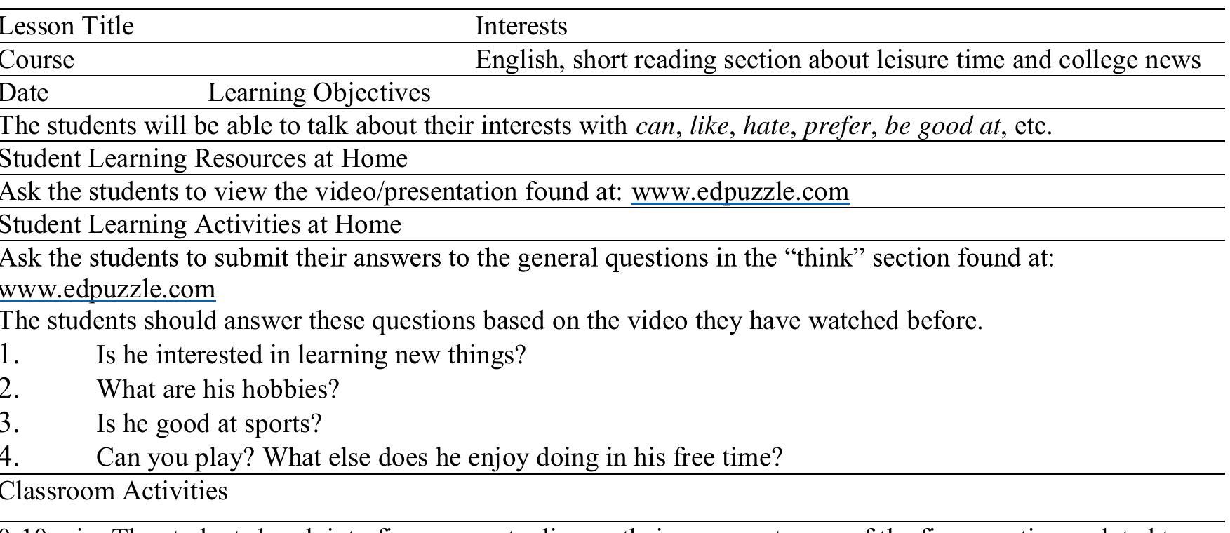 Flipped classroom lesson plan template for a clearer