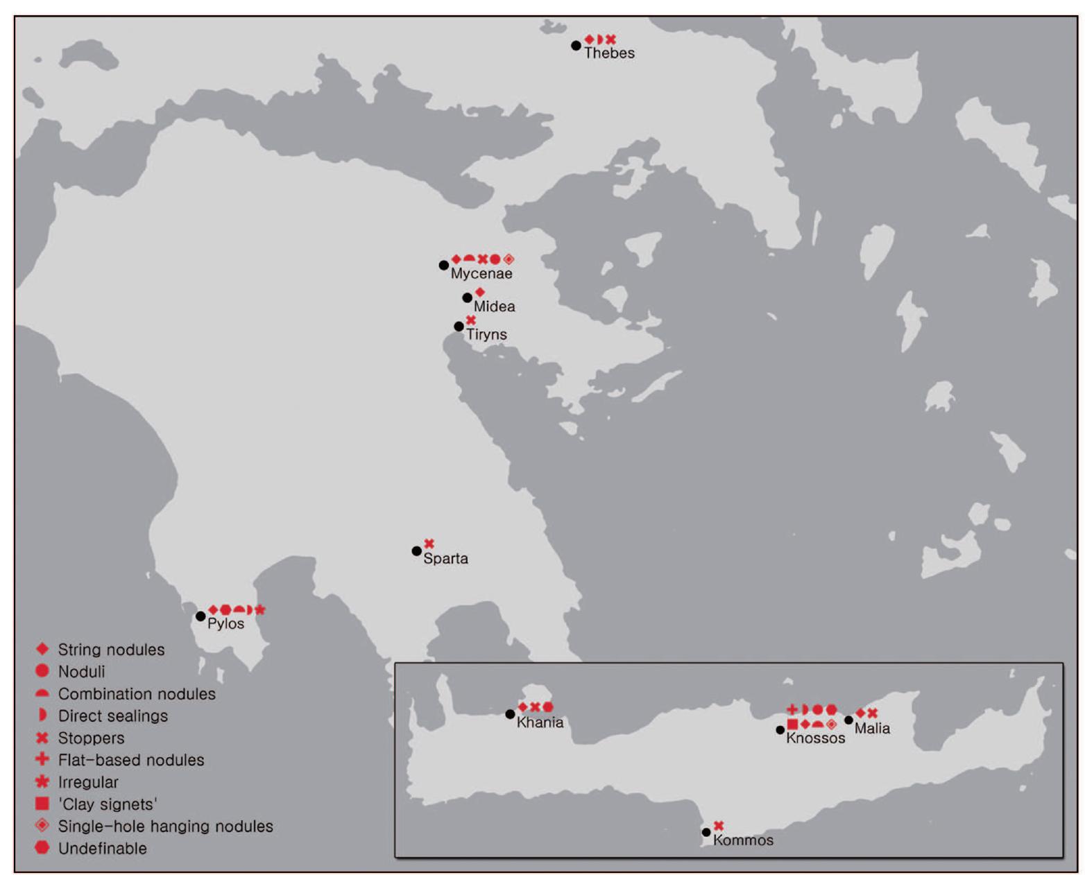 Distribution map of mycenaean nodule types.