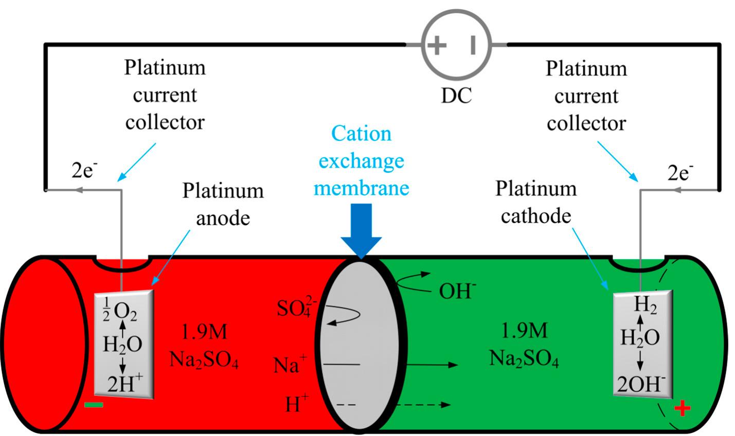 Schematic illustration of the electrolysis cell assembled in