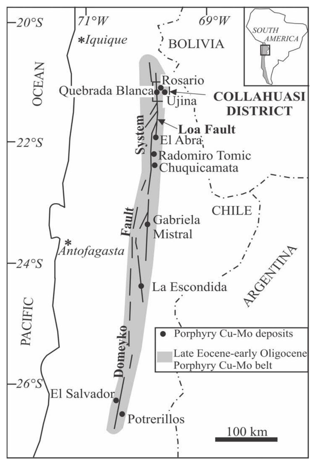 Fic. 1. location map showing the major porphyry cu-mo