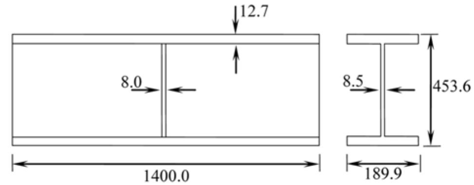 Dimensions of universal i-beam 457x191 ub 67 kg (dimensions