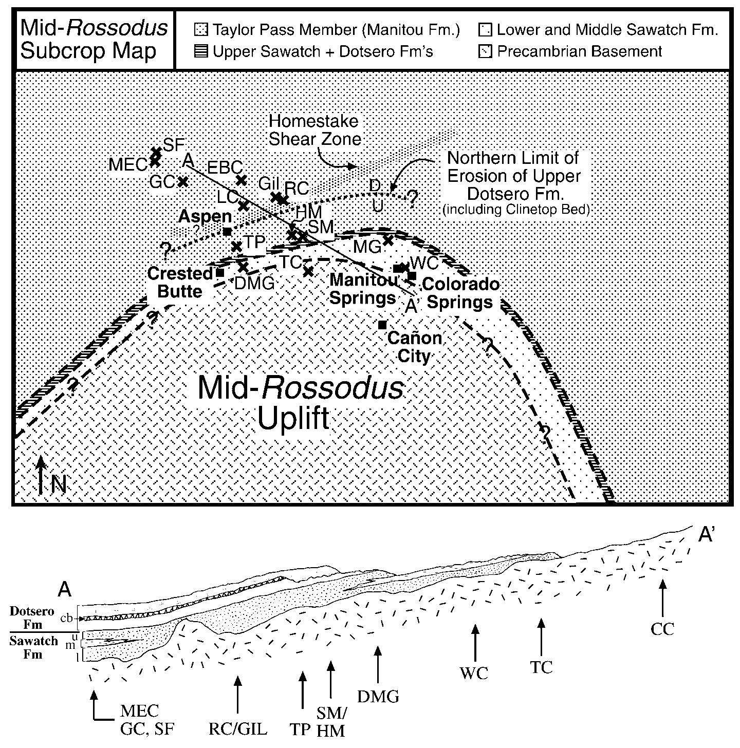 Geologic map of paleotopography and subsurface geology