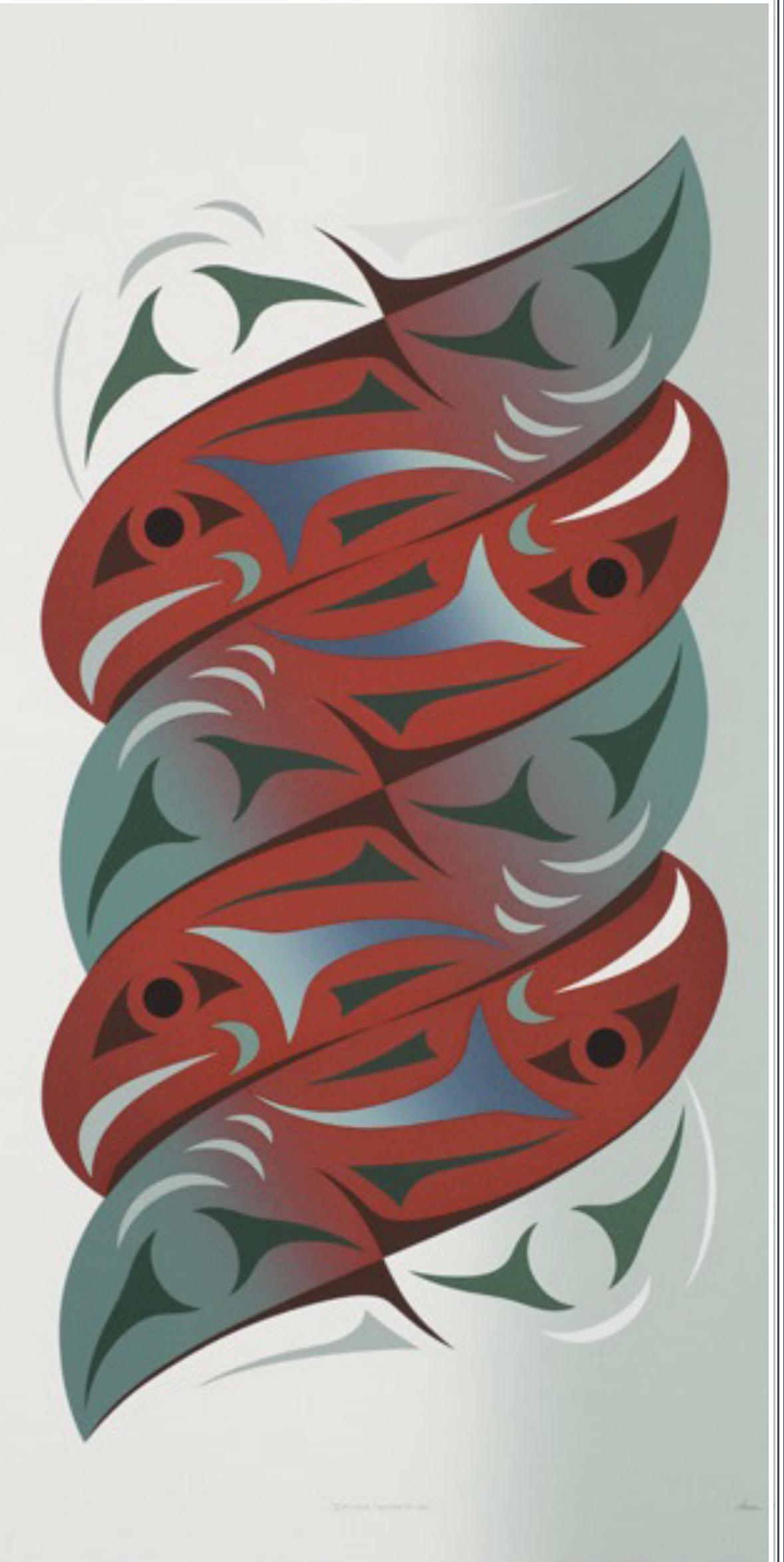 Above: contemporary print, by susan a. point, coast salish,