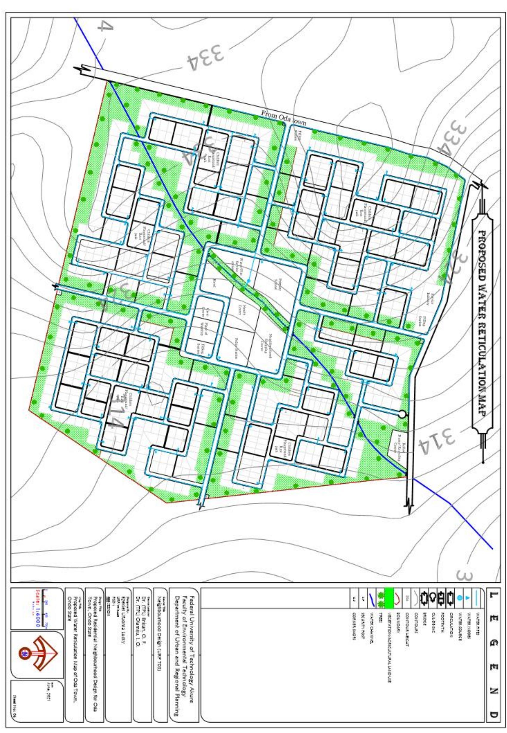 5: proposed water reticulation map for oda source: author’s