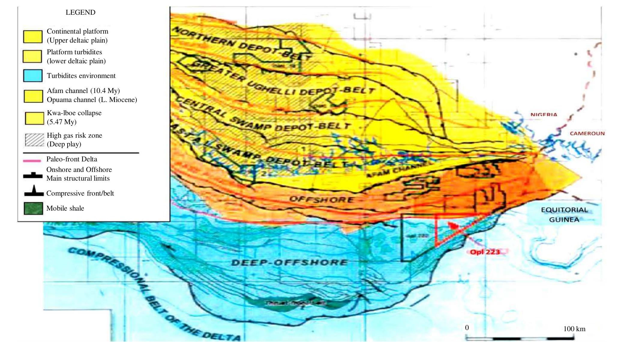 Map of niger delta showing the depobelts [12].