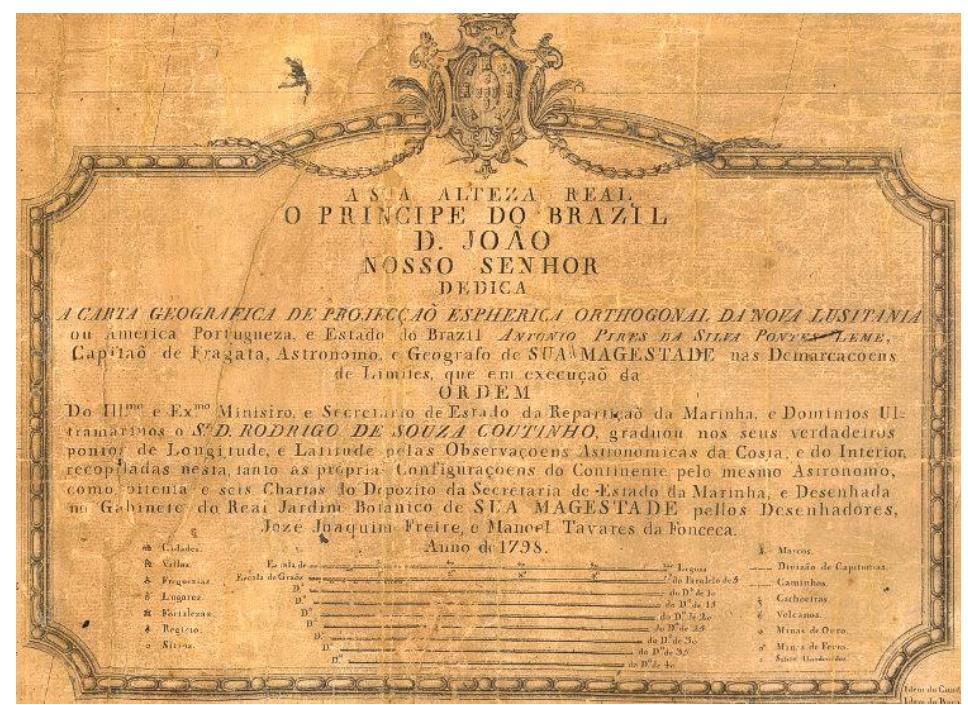 Cartouche from the nova lusitania map of 1798. the title of