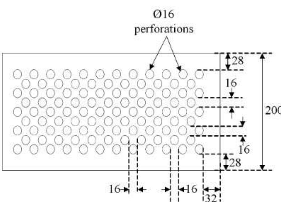 Perforation pattern of the perforated plates