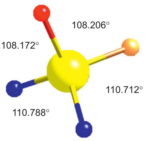 Cation-anion-cation bond angles in the anion tetrahedron of