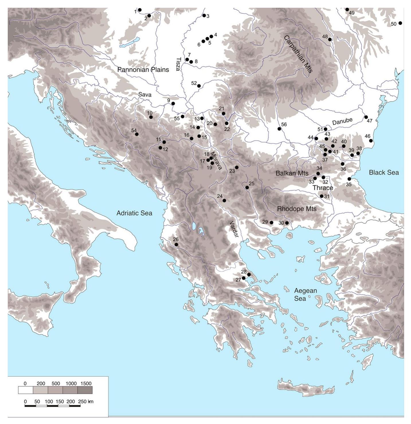 Map of the late neolithic/early chalcolithic sites (c.