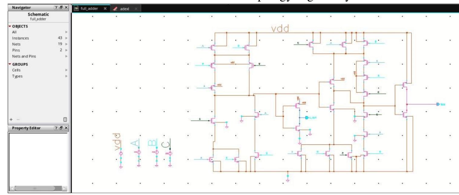 A. circuit schematics the full adder circuit schematic in