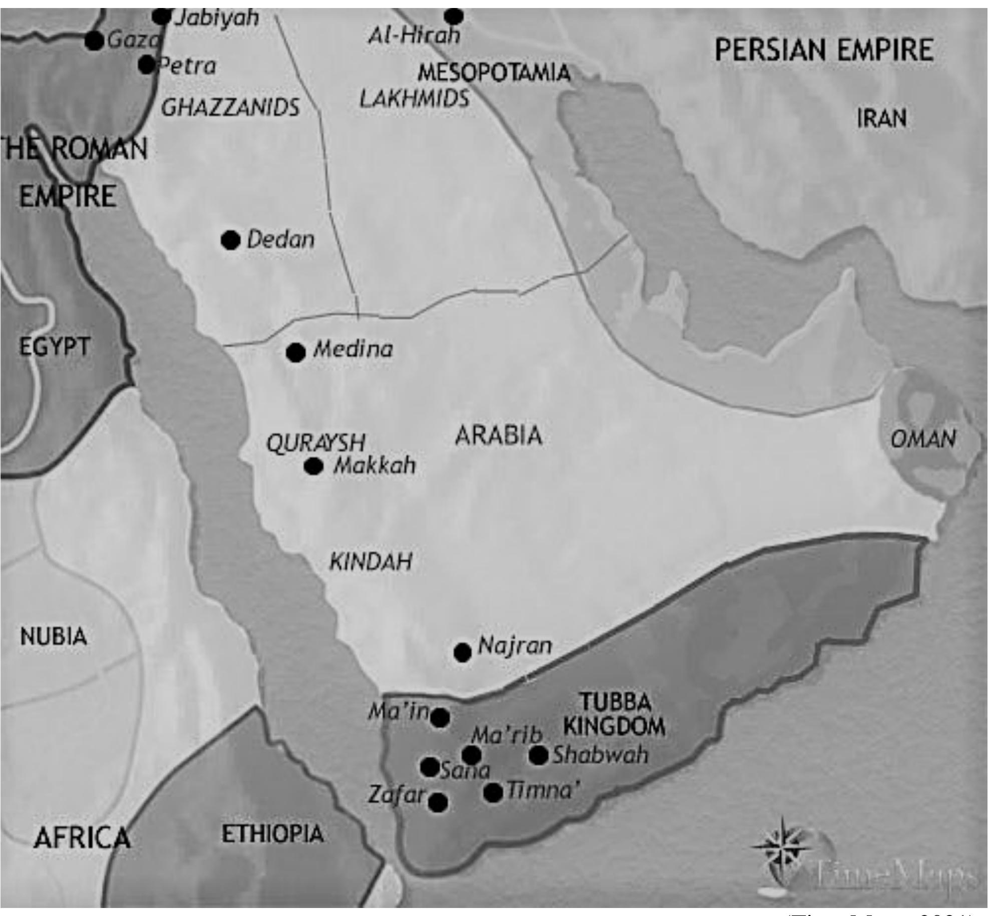 Map of mecca, the home of quraysh tribe, at the time of