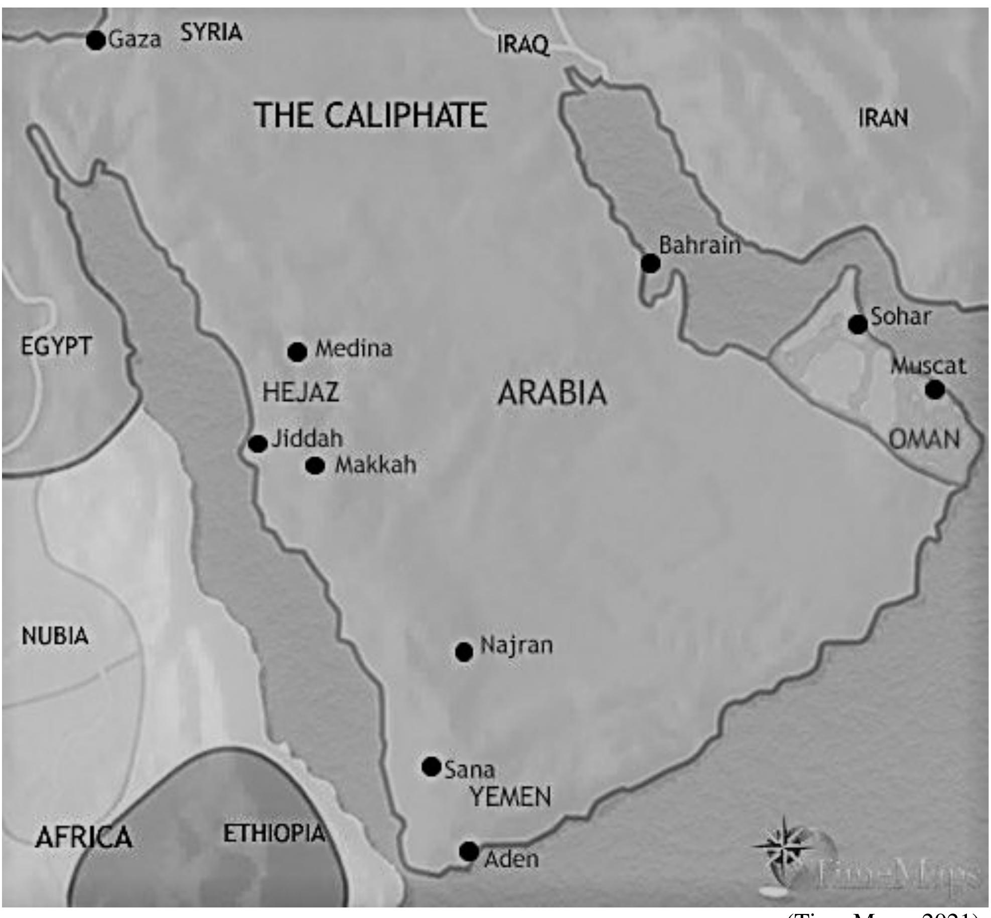 Map of arabia after the death of prophet muhammad and early