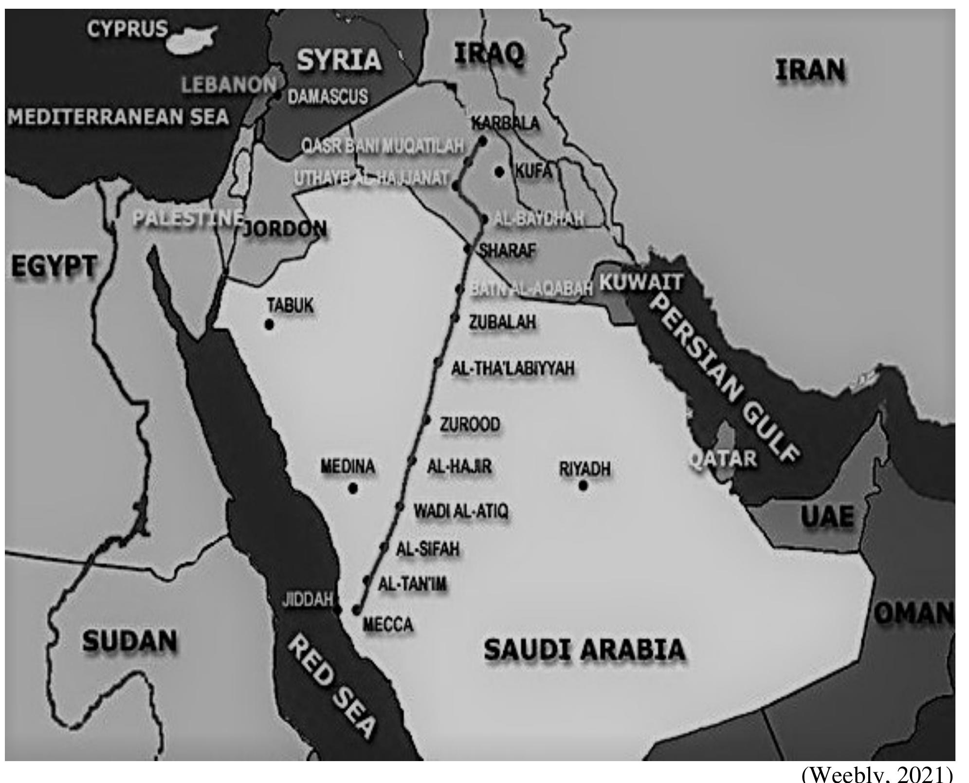 Journey towards kufa: route of imam husayn from makkah to