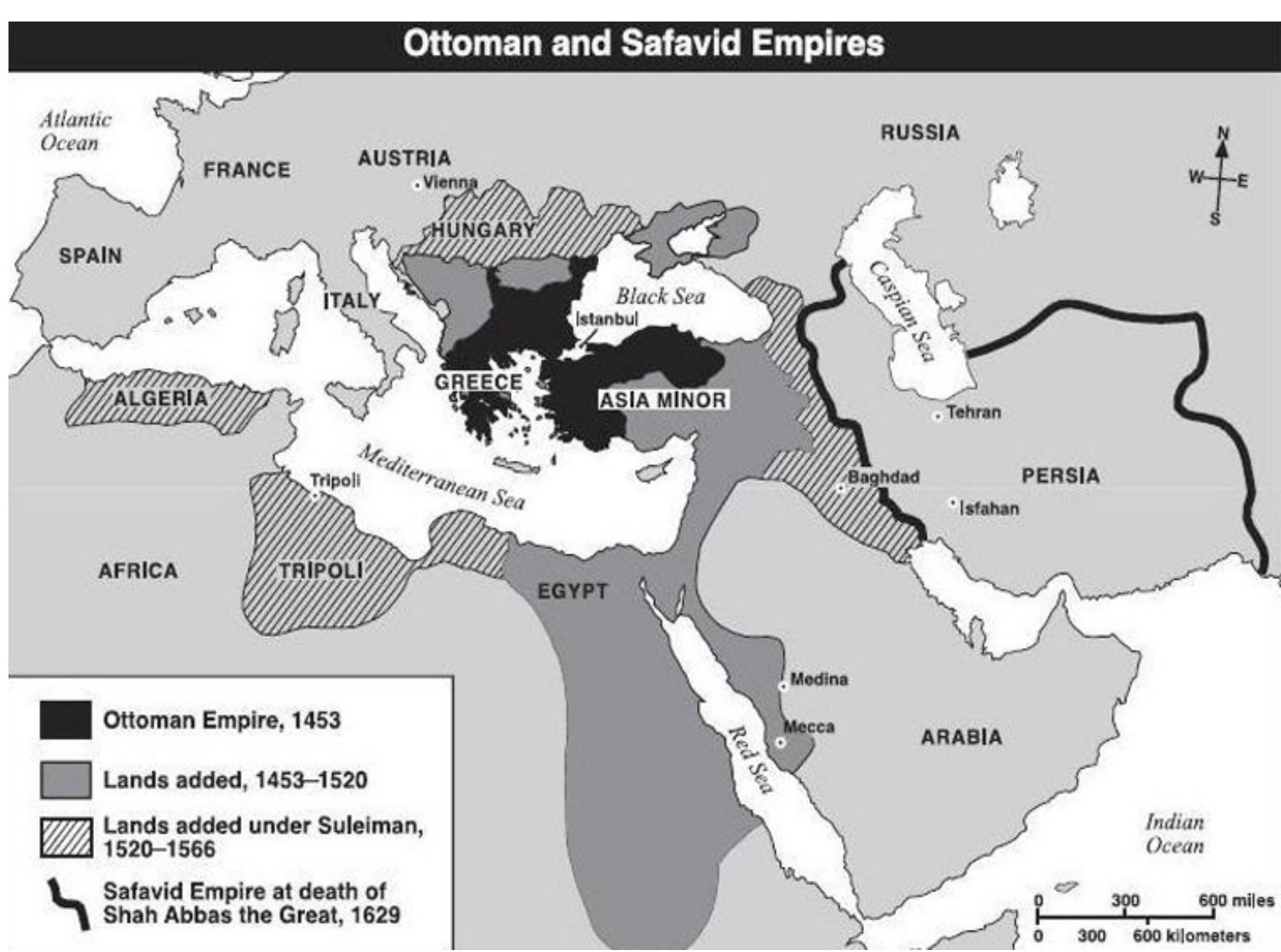 Safavid and ottoman empires conflict map. when his followers
