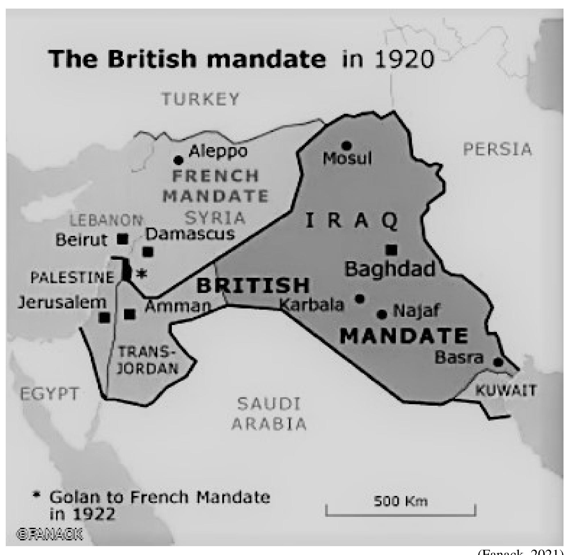 Map of iraq during the british mandate. to a great extent in