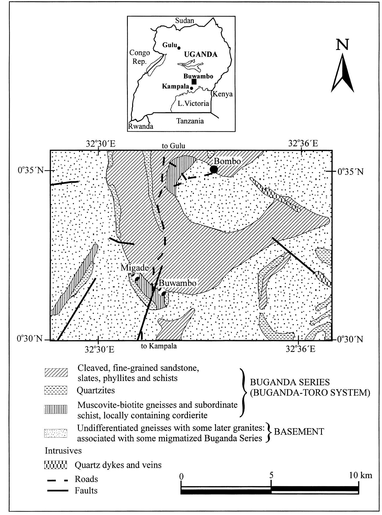 Generalized geological map, showing the location of buwambo