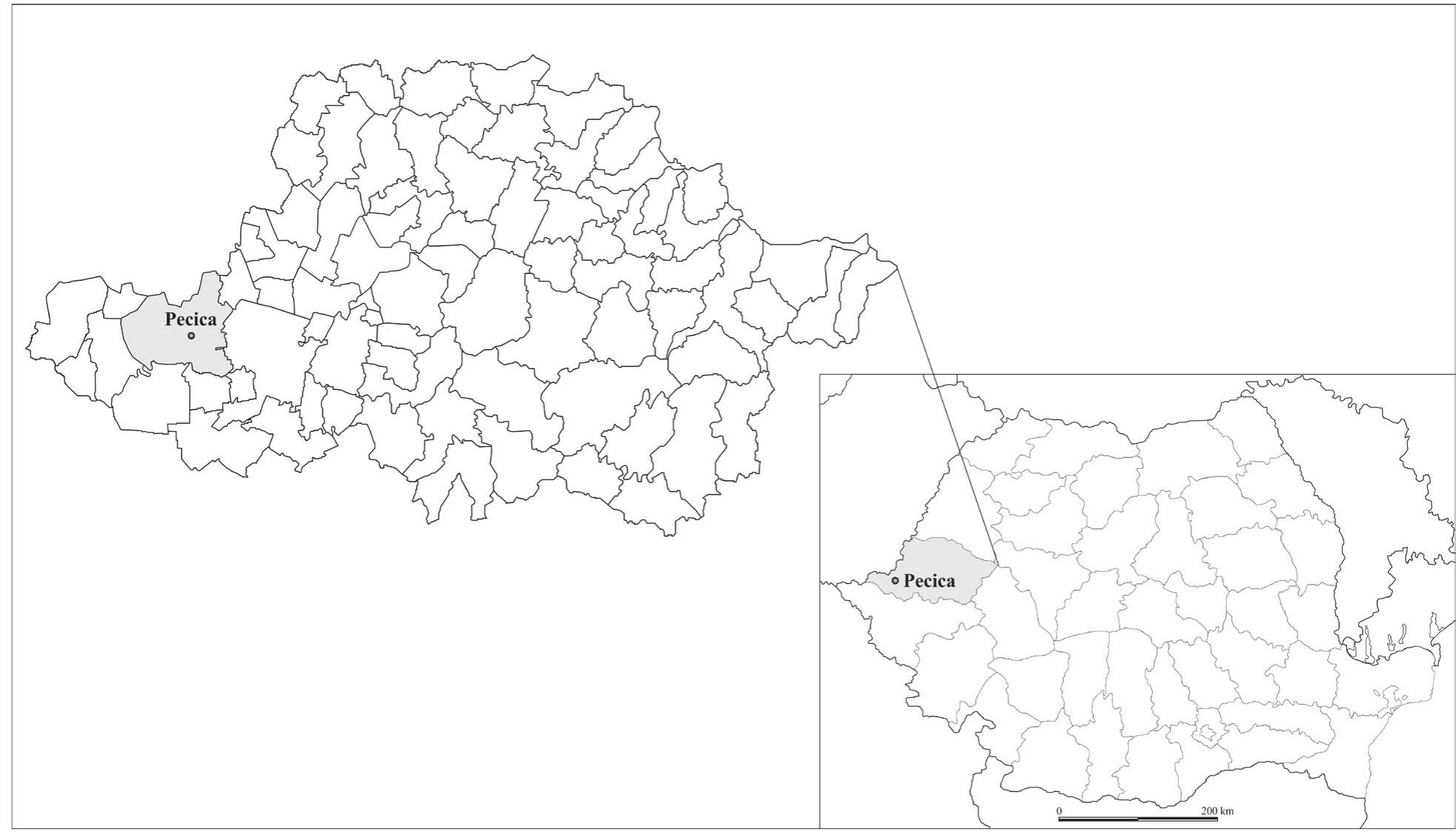 Administrative map of romania and arad county with location