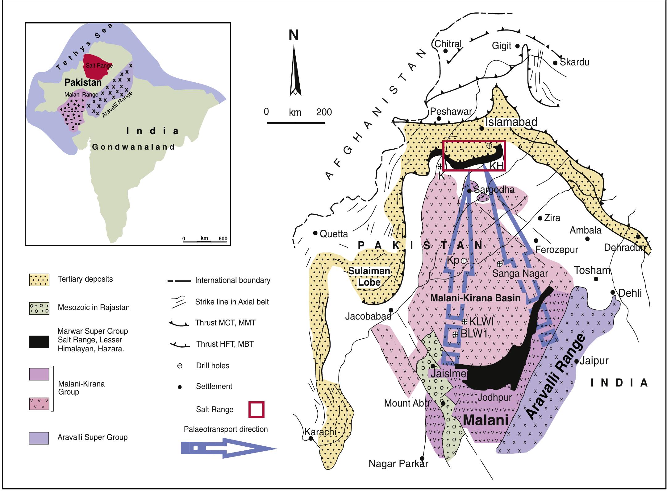 Geological maps of pakistan and northwest india depicting