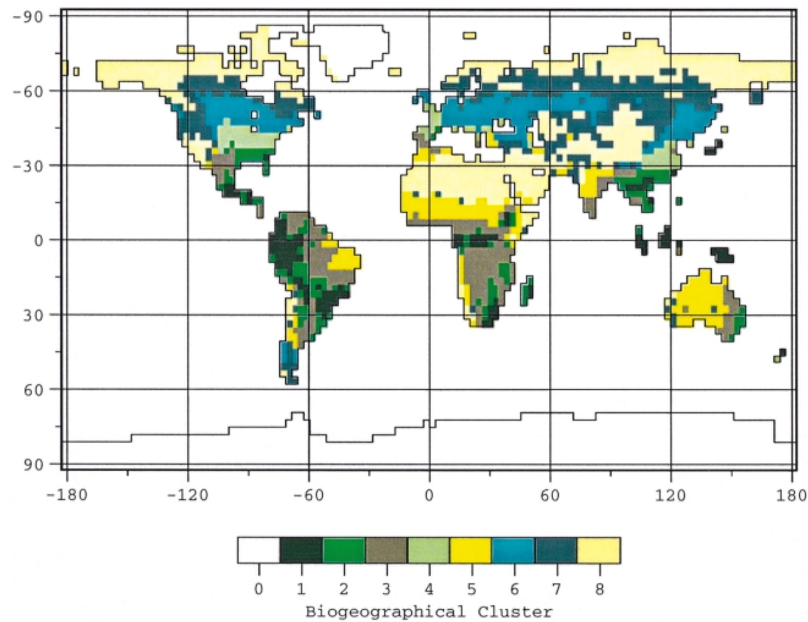 Biogeographical classification of regions. the map shows a