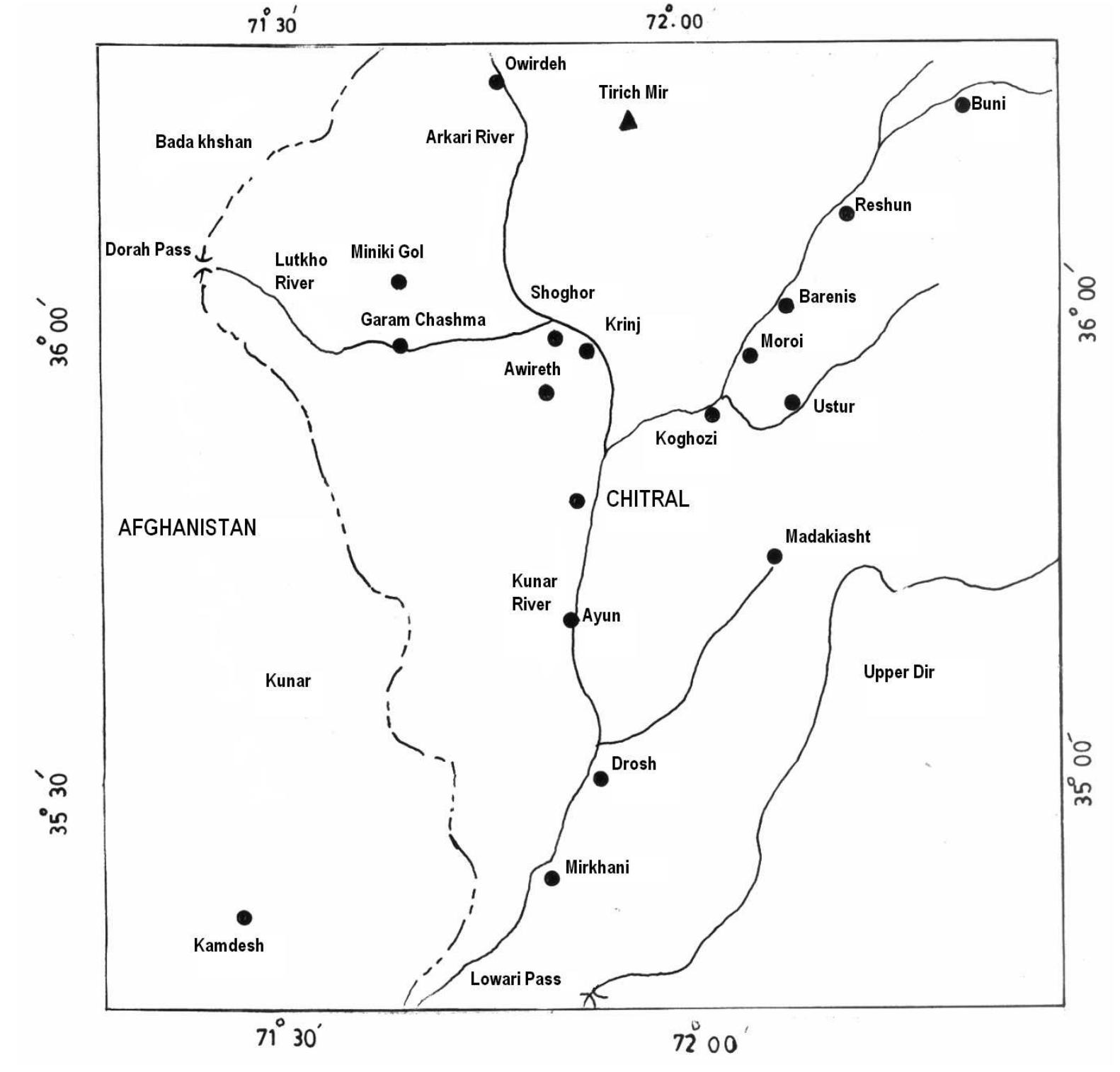 Location map of chitral tungsten ore.