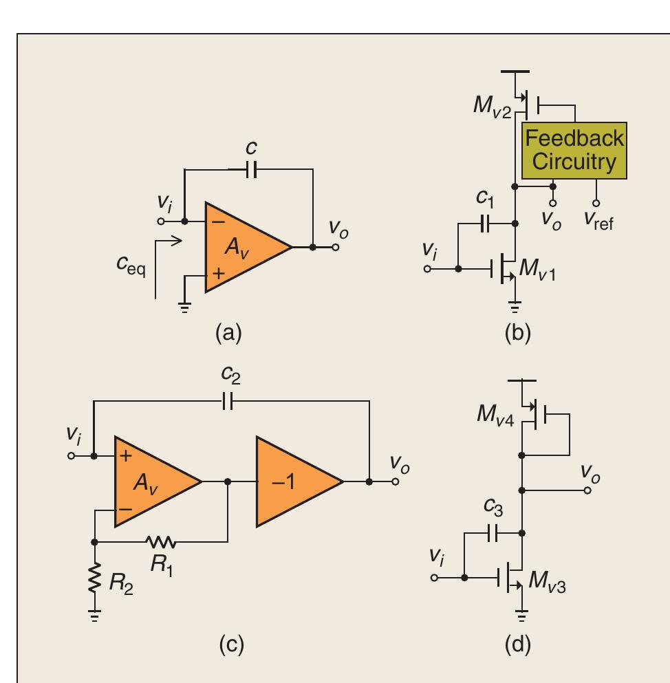 (a) basic schematic of v-cm and its alternative circuit