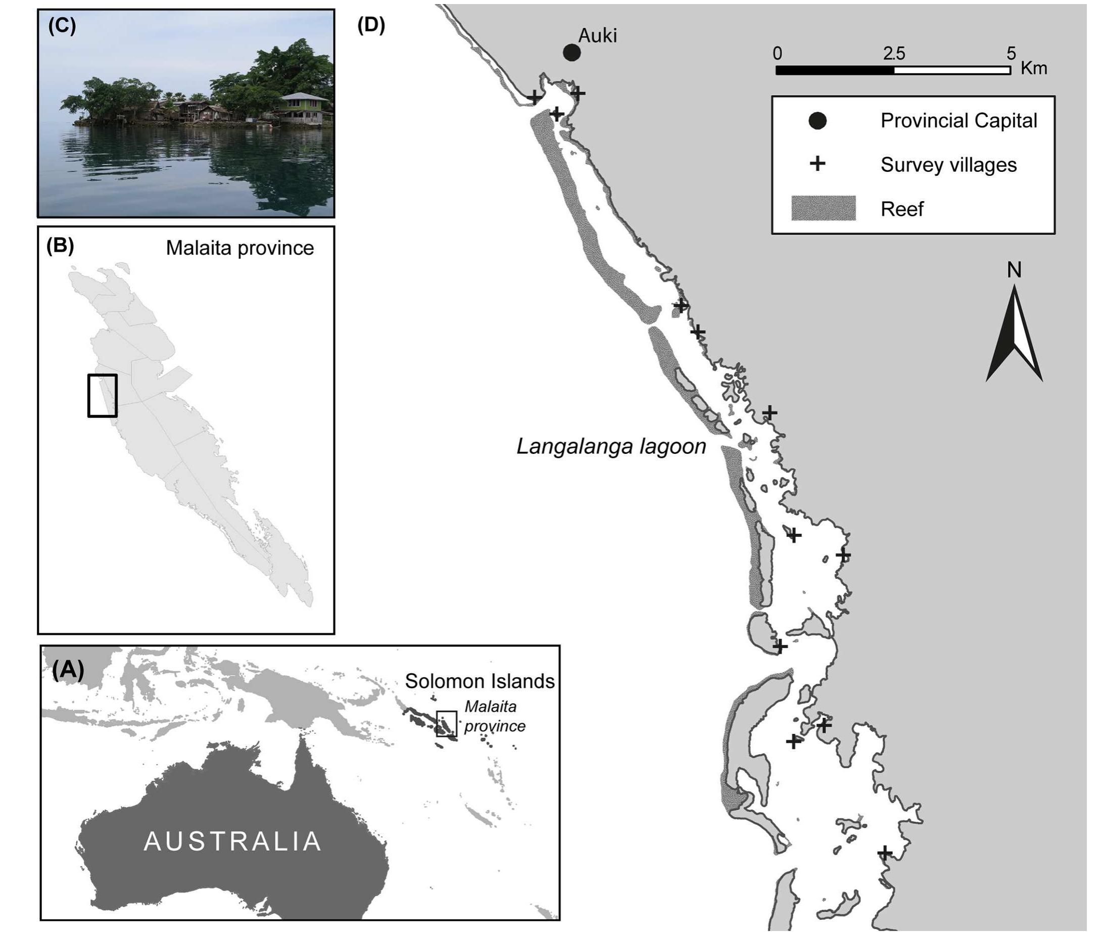 Map of langalanga lagoon, solomon islands. (a) solomon