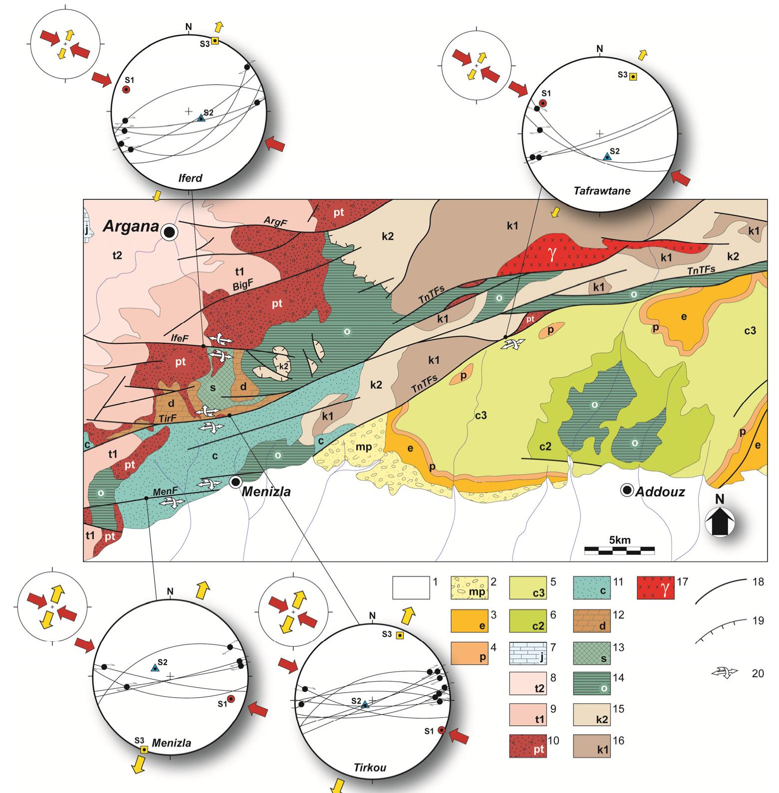 Geological map of the southern boundary of the high atlas in