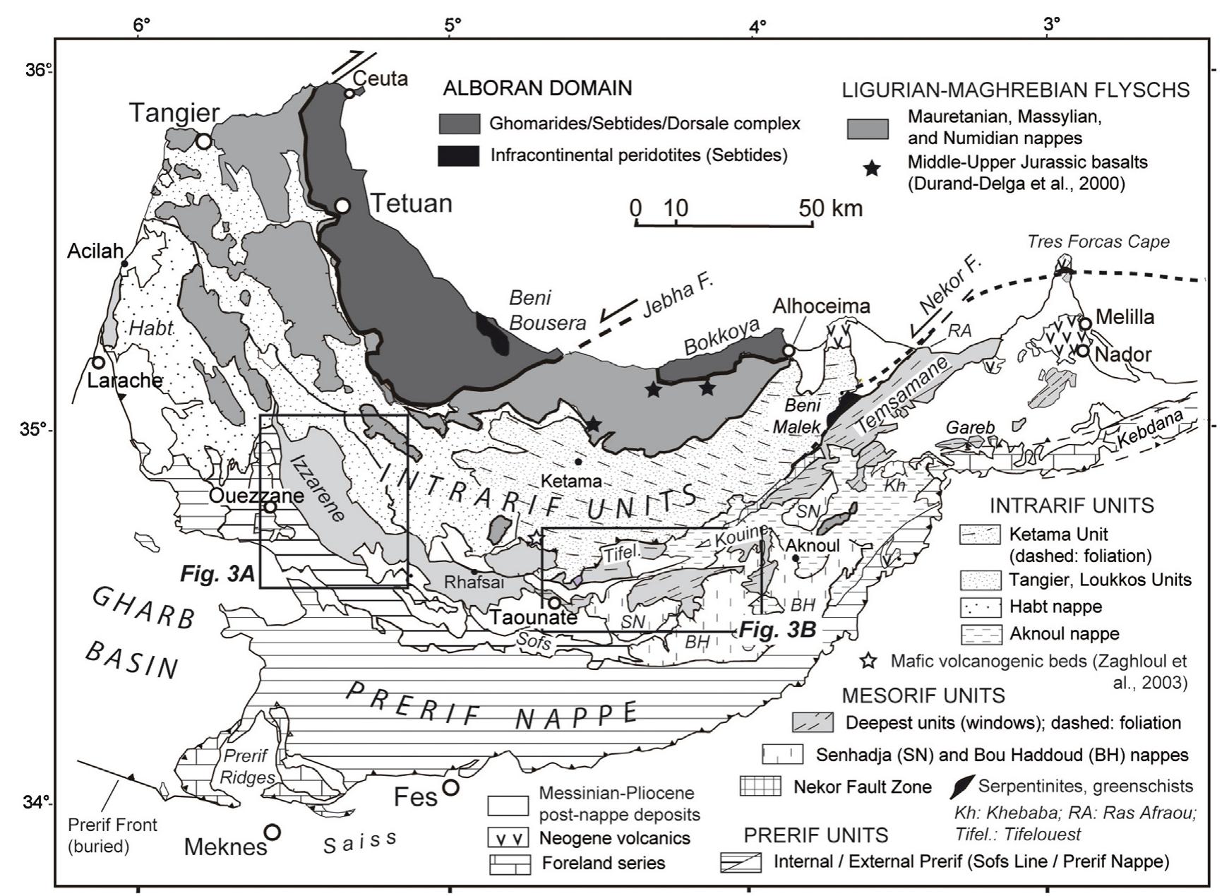 Structural map of the rif belt after suter (1980b) and
