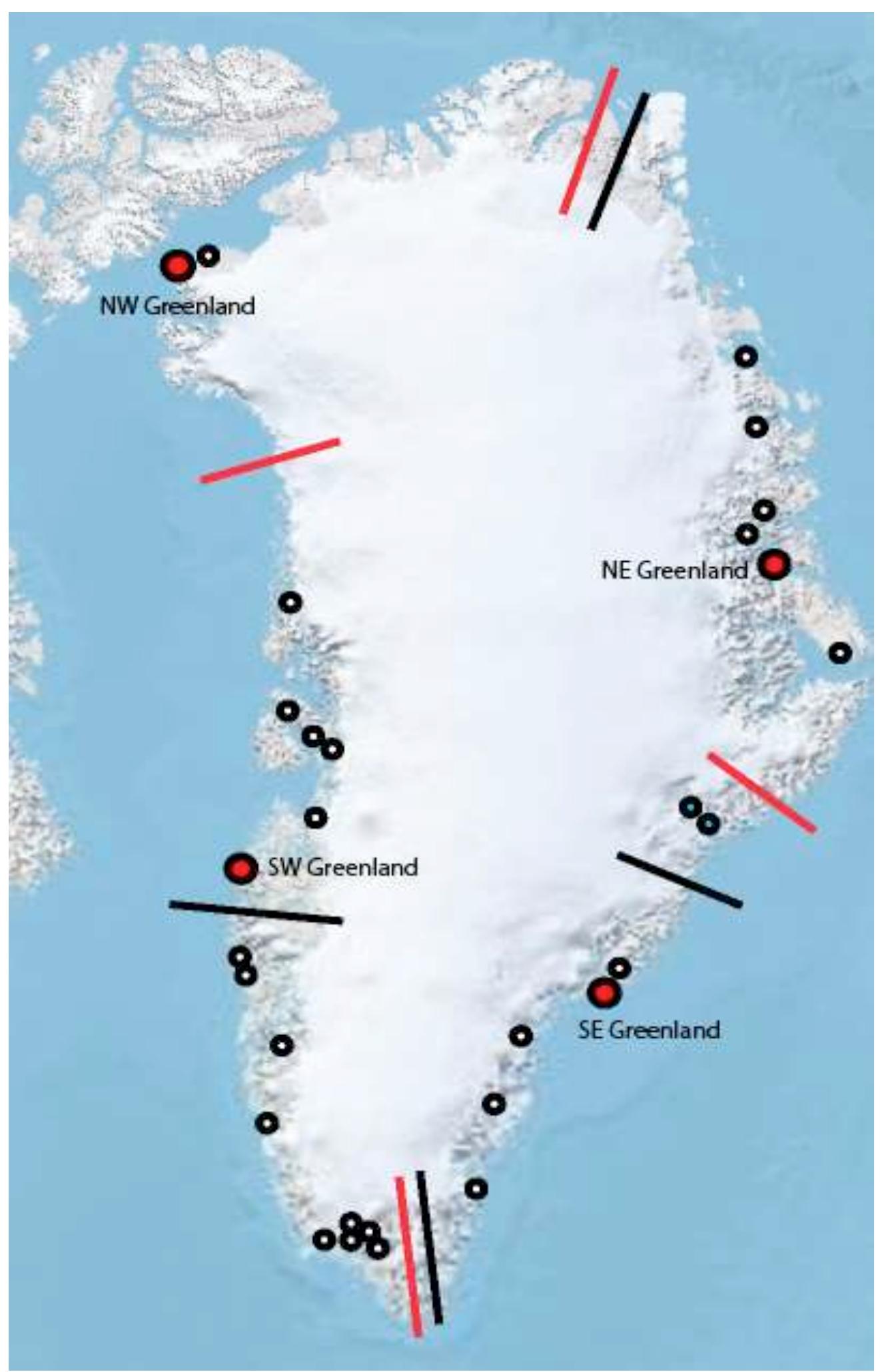 Map 4.2: map of greenland with new quadrants. quadrant
