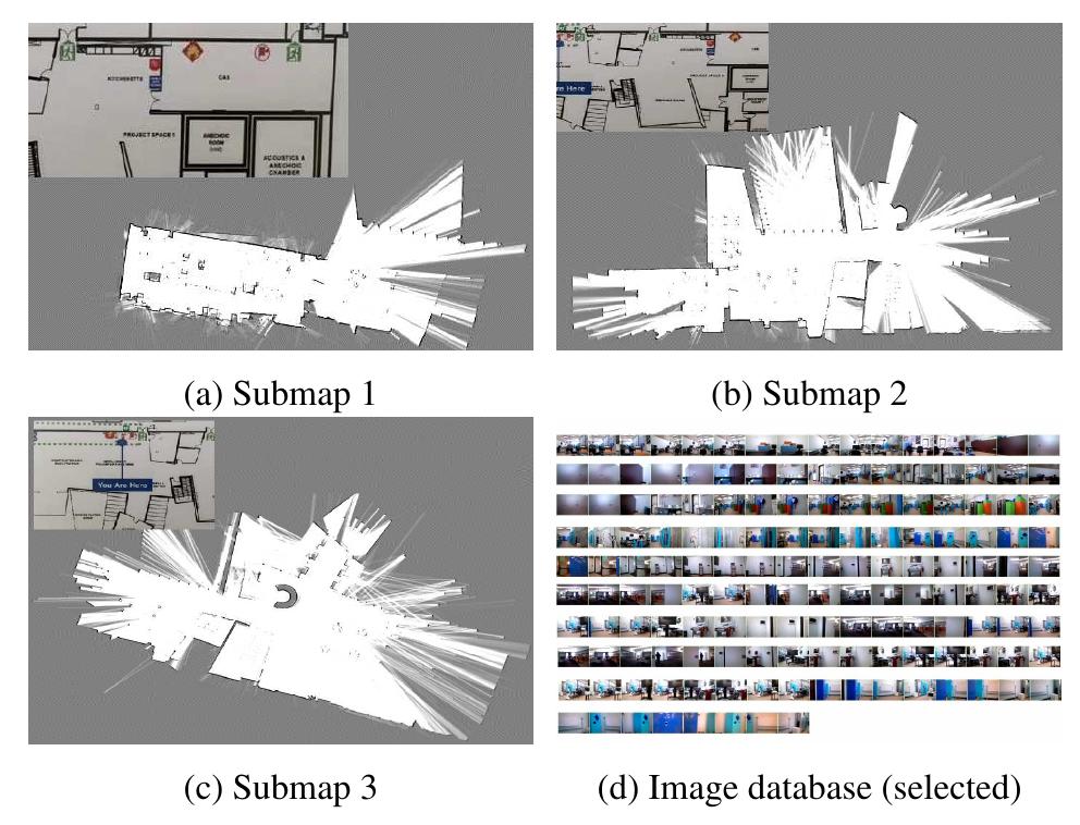 Submaps and image database fig. 14 (red: submap 1; yellow: