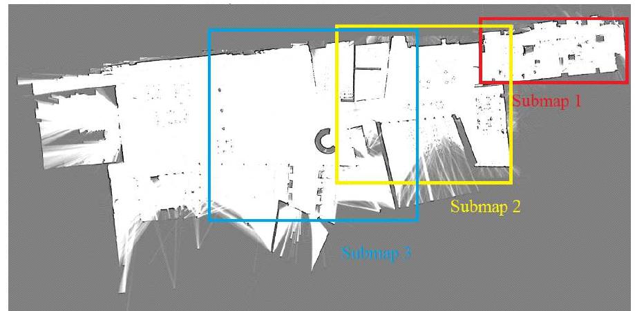 On-board global map and the location of the multiple submaps