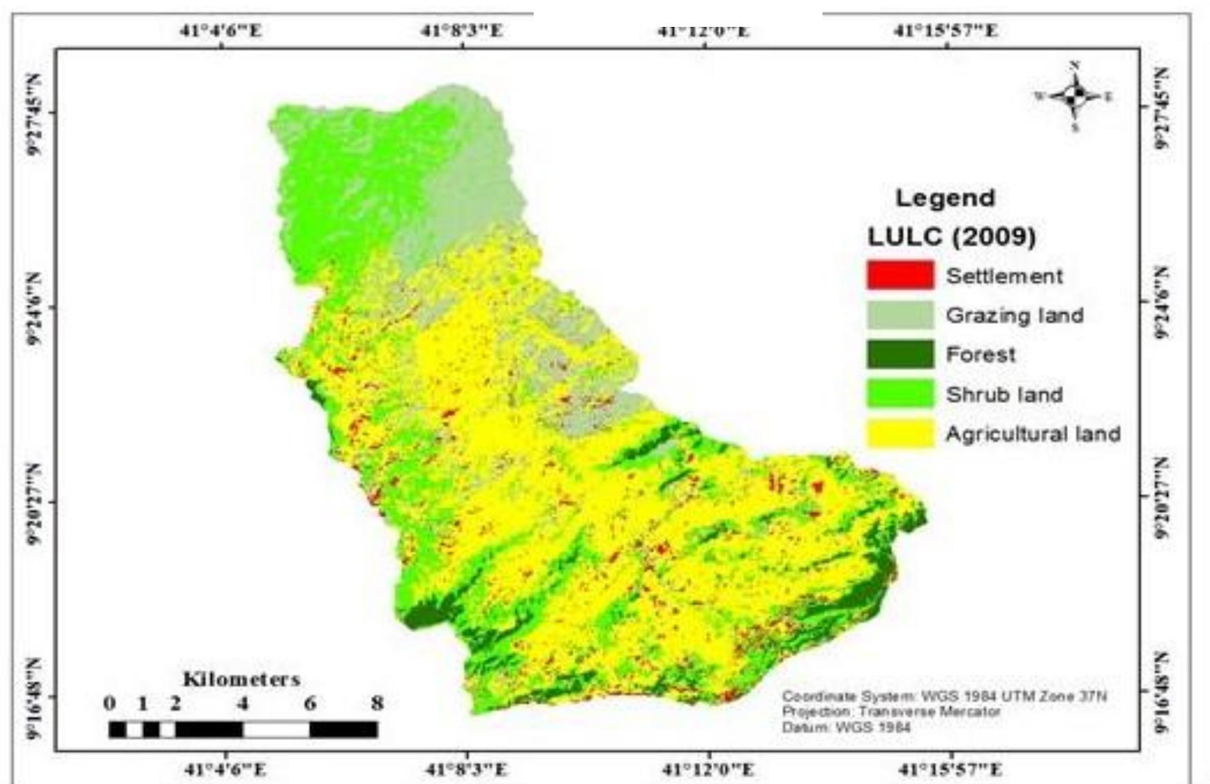 Lu/lc map of kereba sub-catchment in 2009
