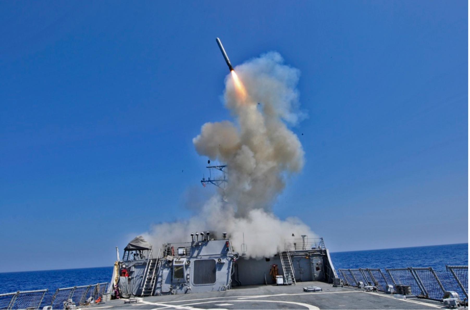 The guided missile destroyer uss barry (ddg 52) launches a