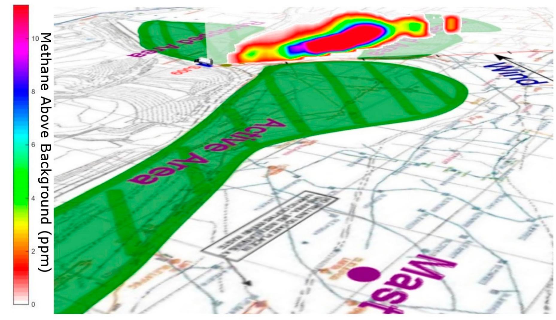 Vertical dial scan showing methane emission plume from an