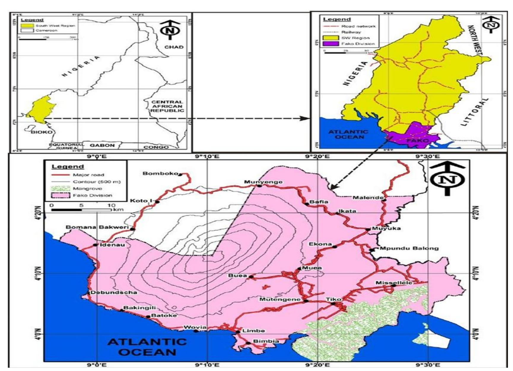 Map 5.1: map of fako division restructuring of the cameroon
