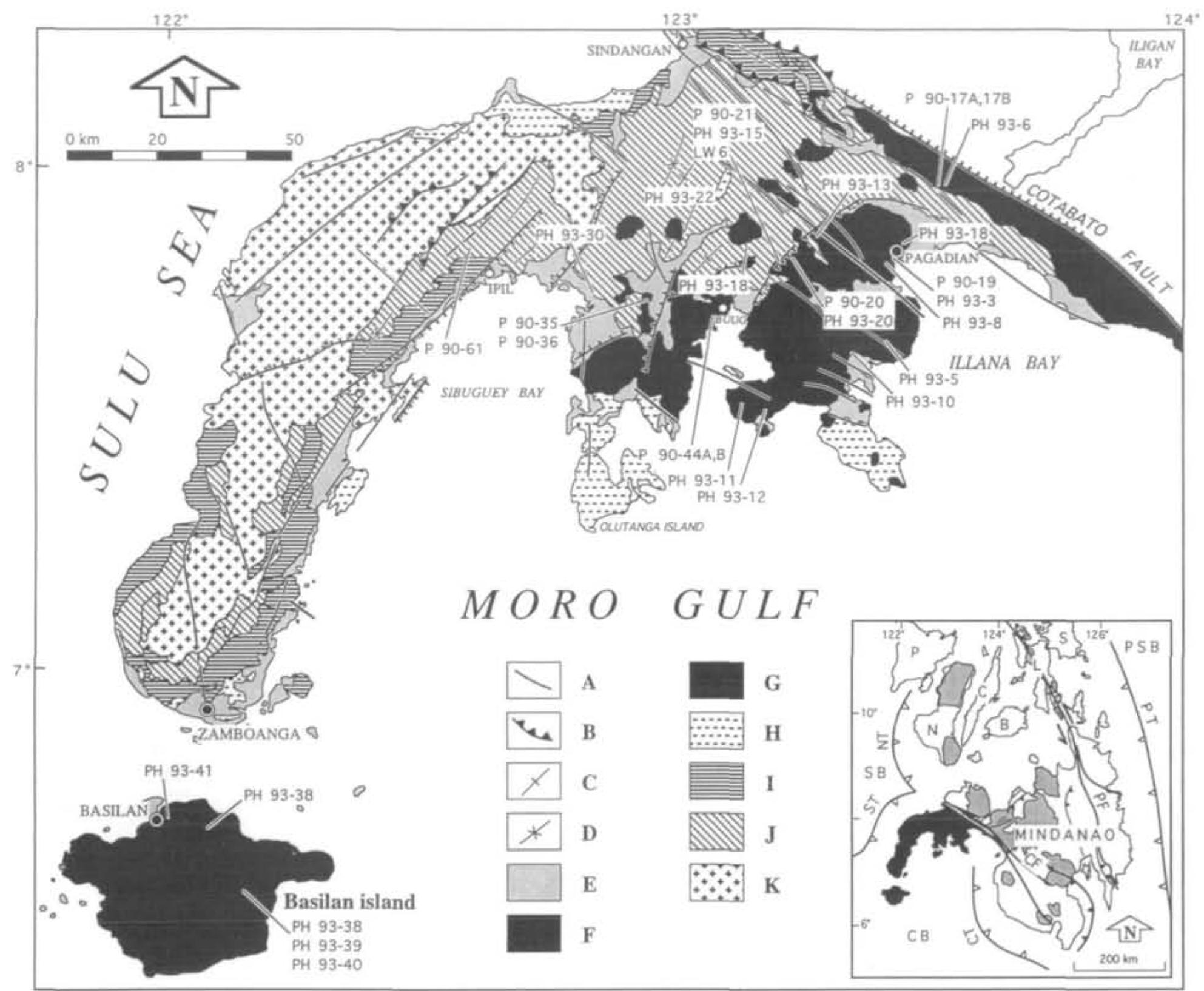 Simplified geologic map of the zamboanga peninsula showing