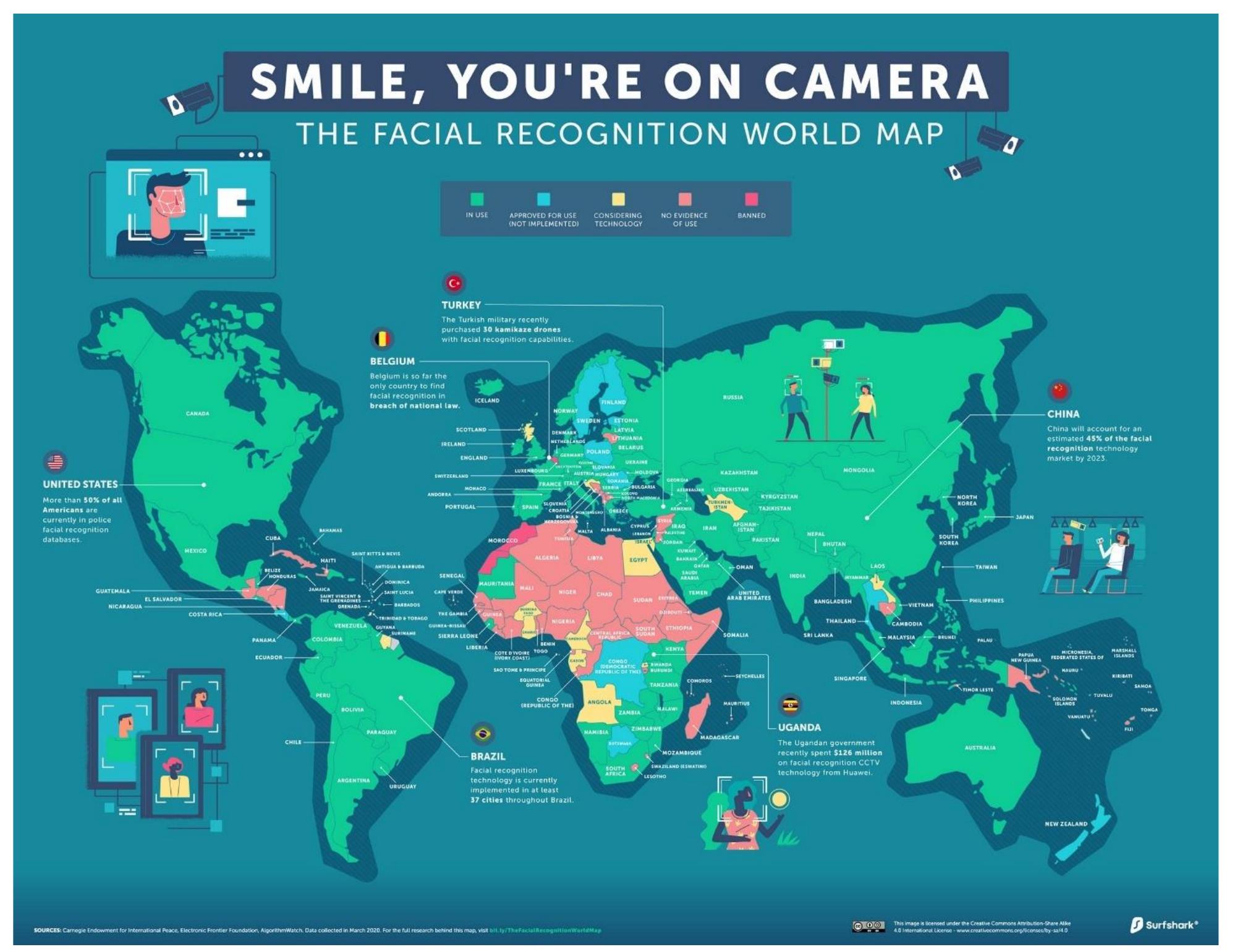 Facial Recognition Technology Adoption World Map Source