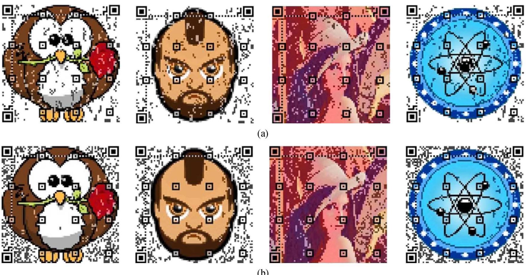 Some examples of beautified qr codes. (a) the qr codes are