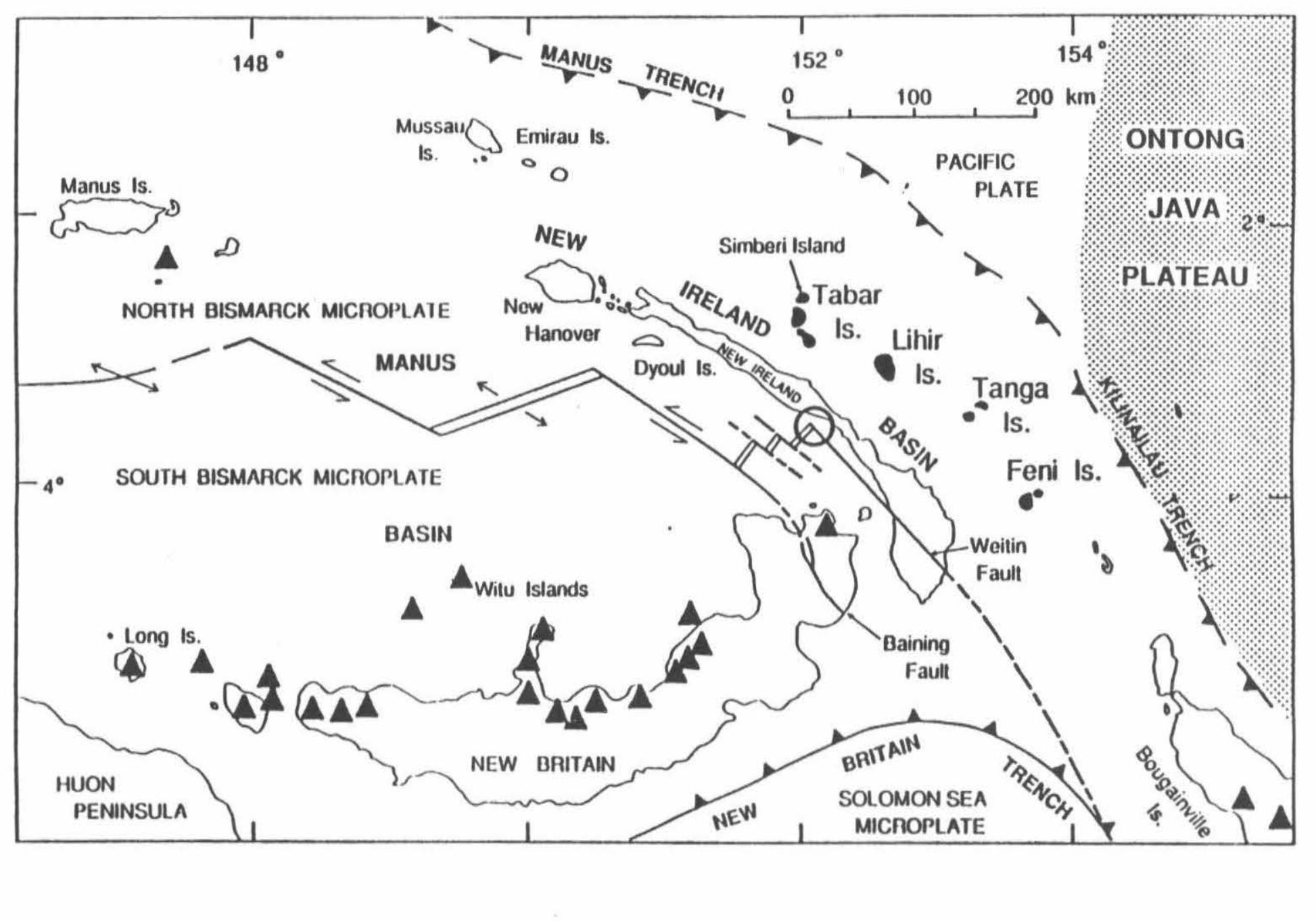Geologic setting of the tltf islands. triangles indicate