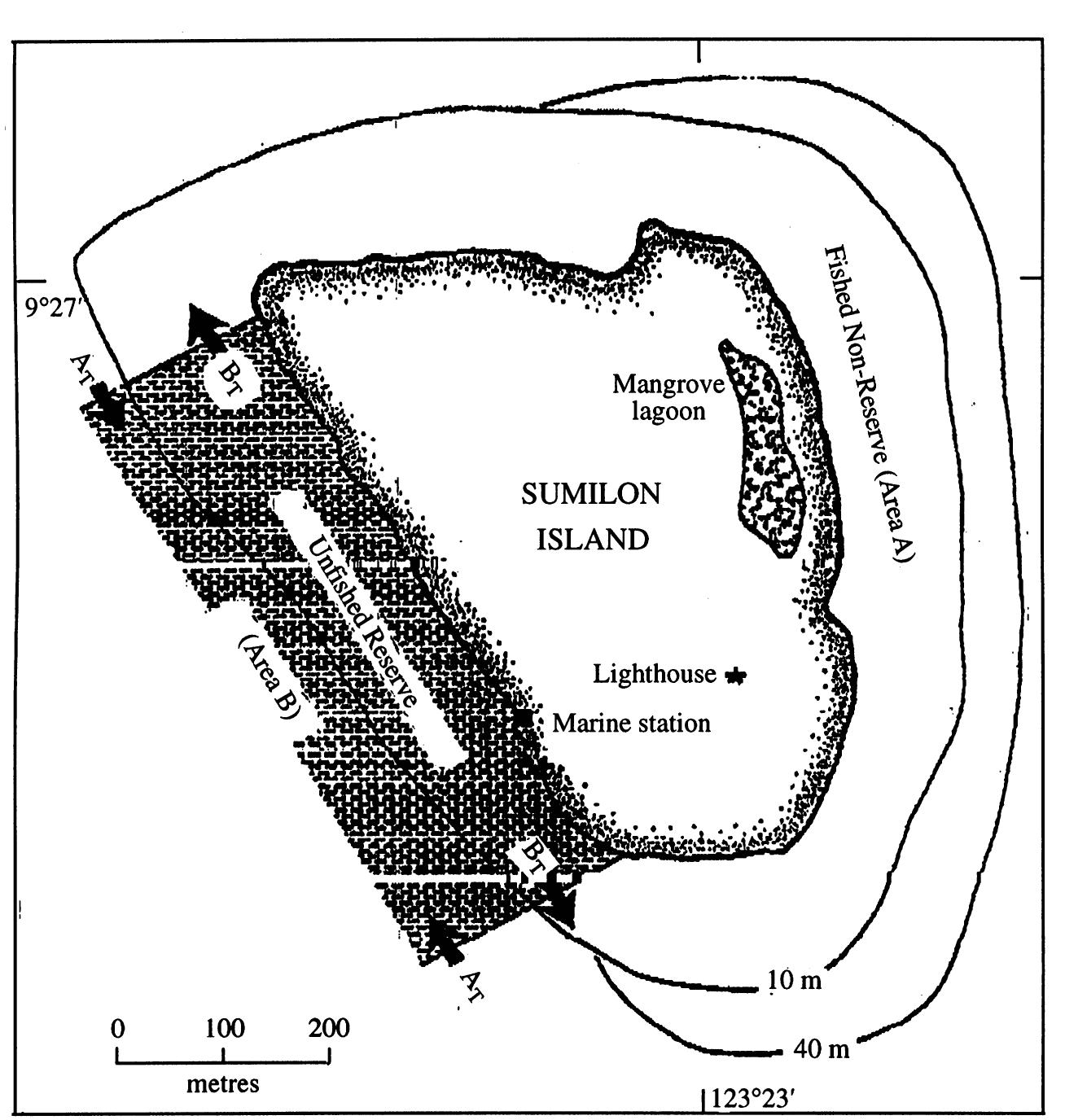 Map of the sumilon marine reserve, central visayas,
