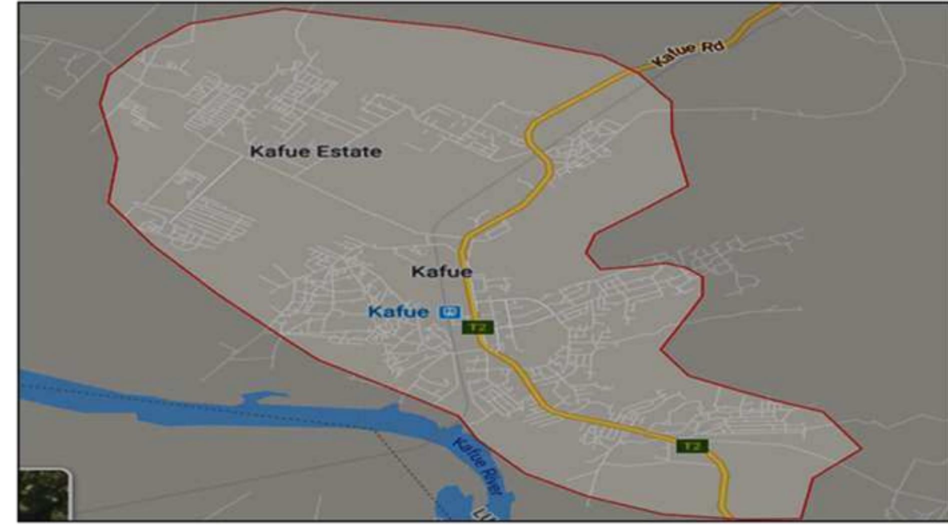 Map of kafue showing the study location