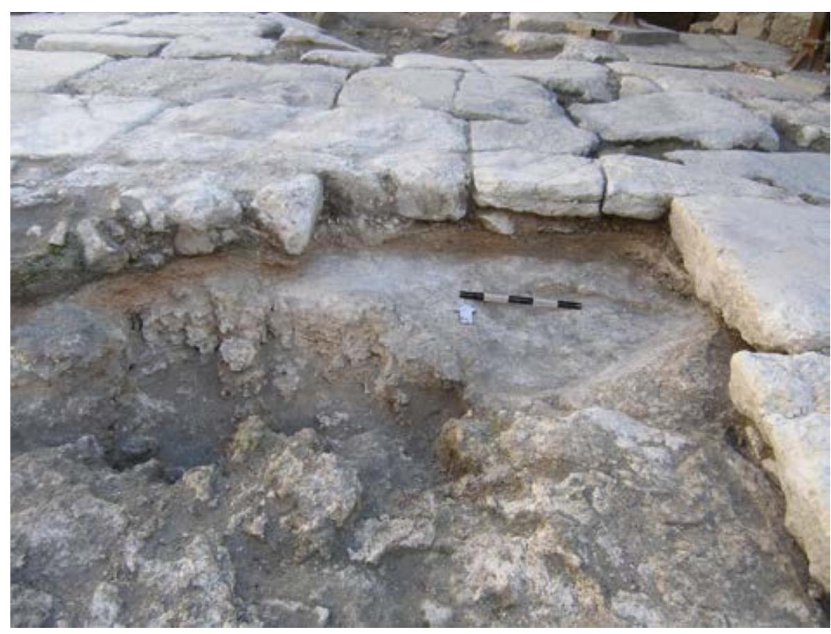 25. the eastern cardo. note the smoothed bedrock foundation