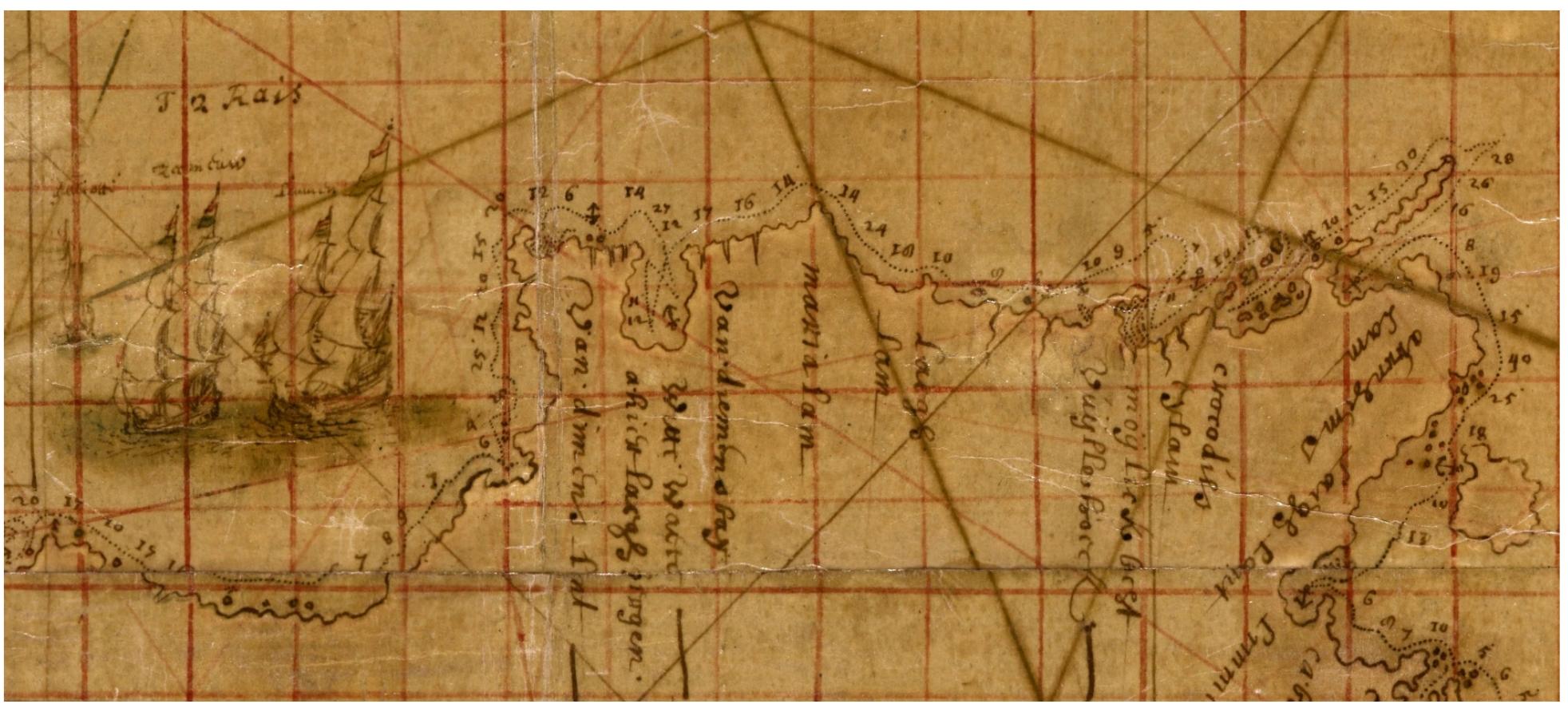 Detail of the so-called bonaparte map showing the route and