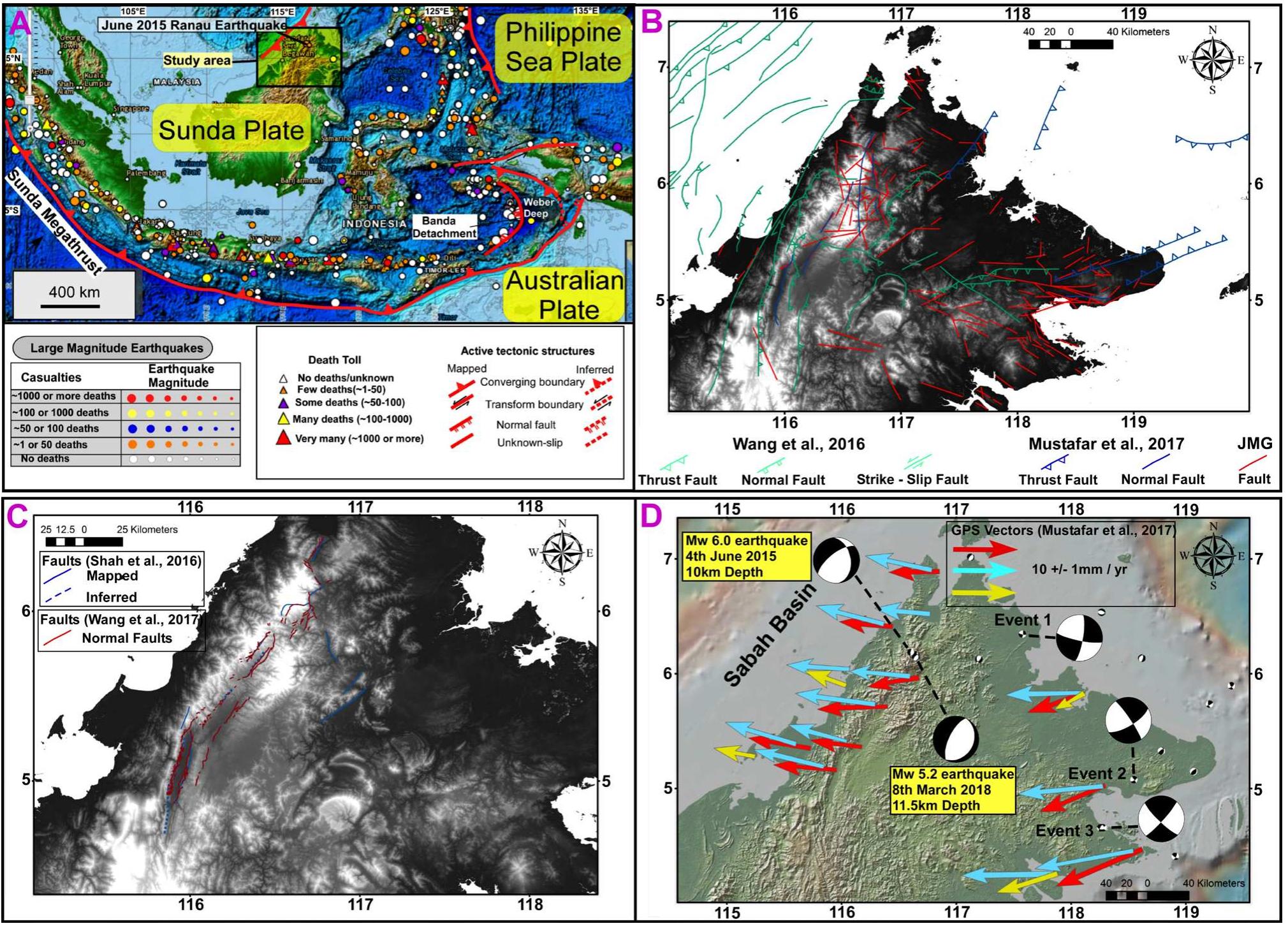 (a) regional tectonic map of se asia that mainly shows the