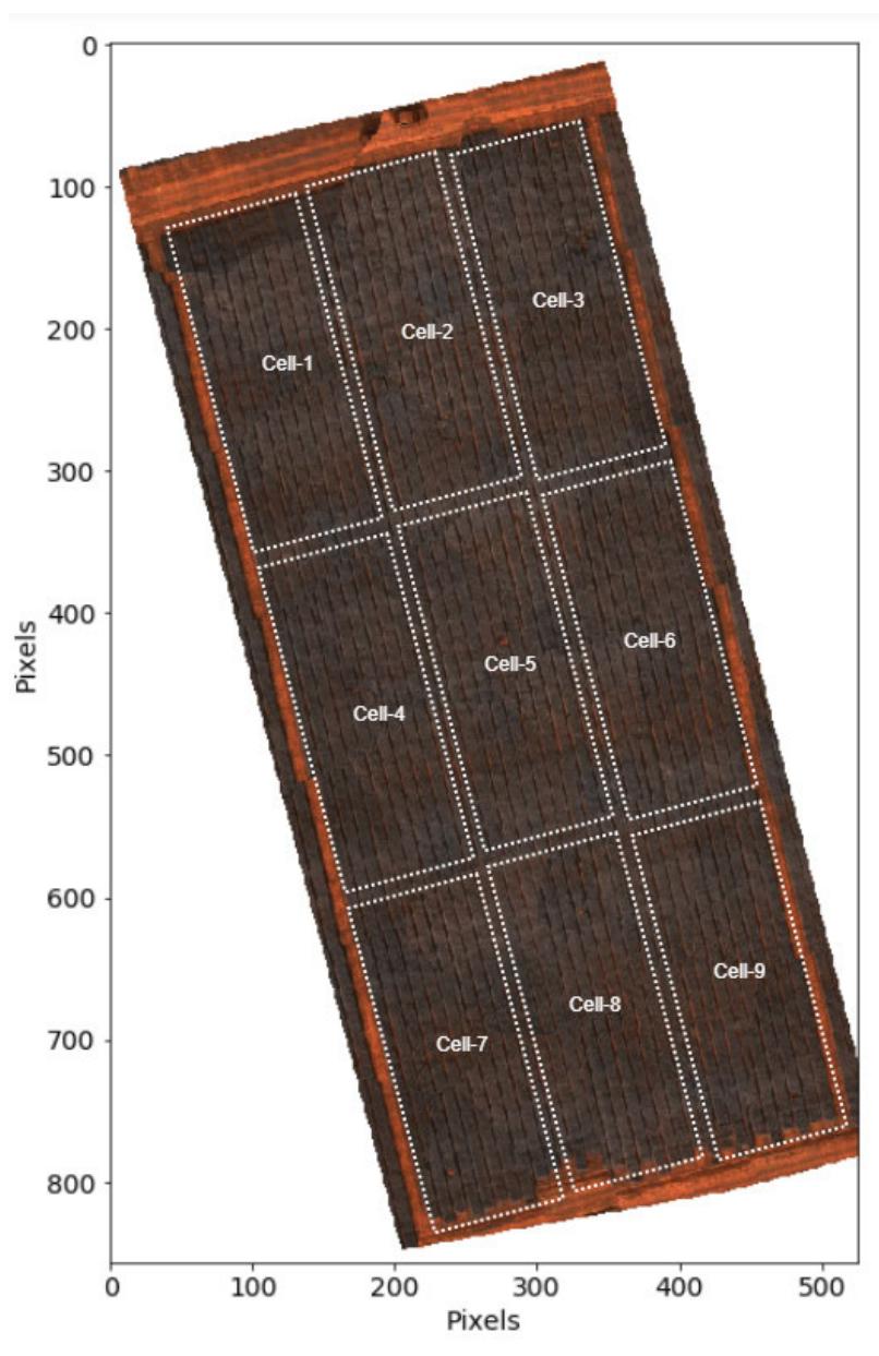 Stitched nir image. vegetation, while, the figure 12-b shows