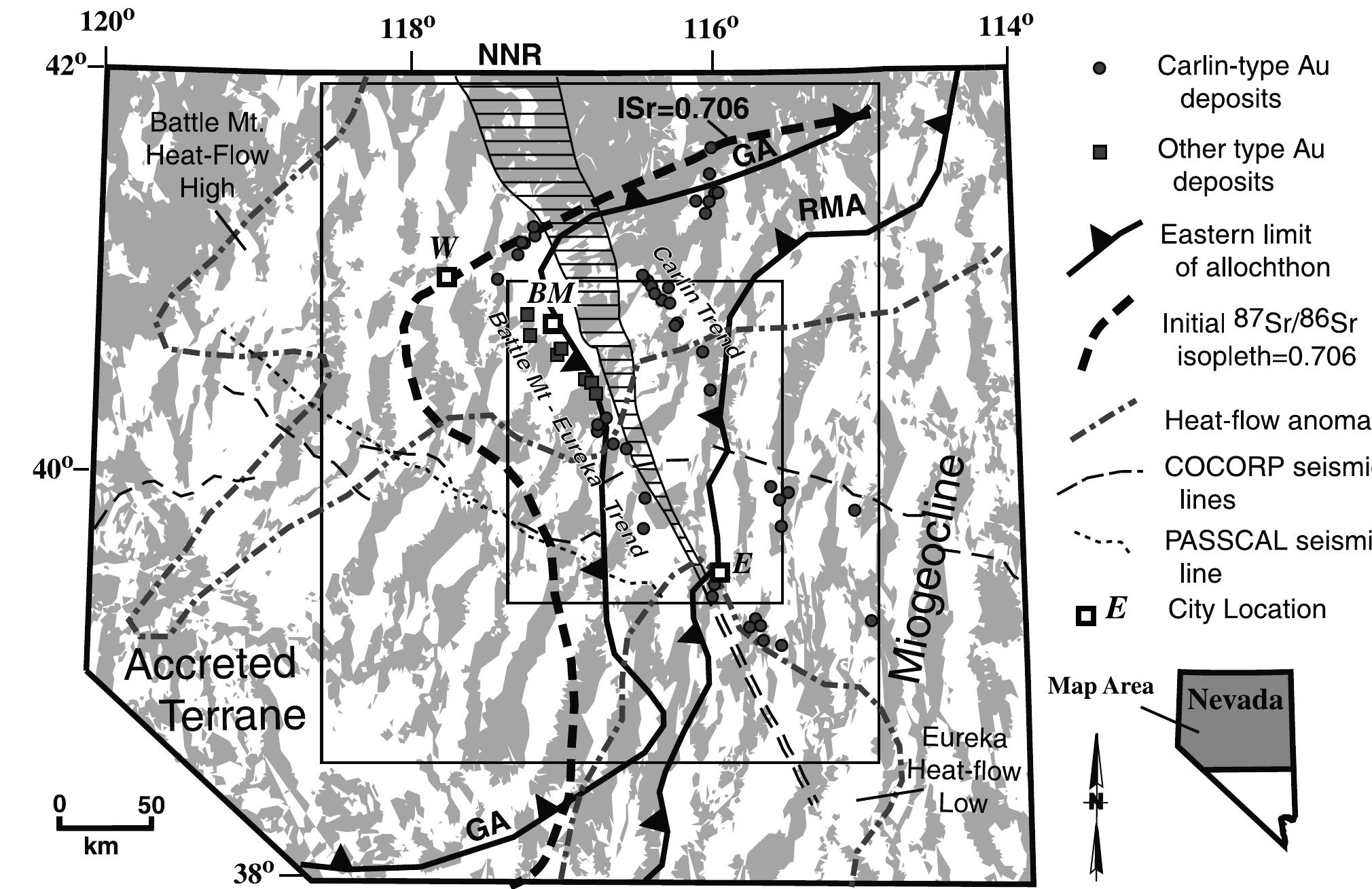 Major tectonic elements and other features for northern