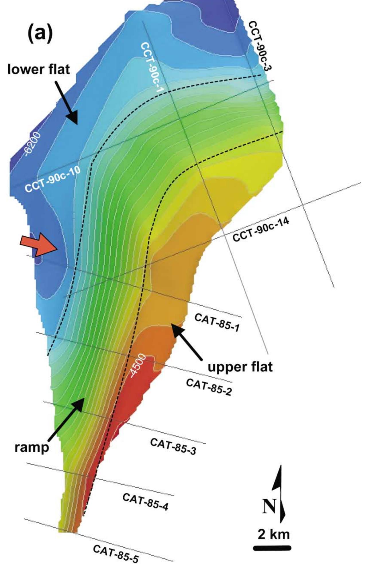 Depth structure-contour map of the rosario fault. contour